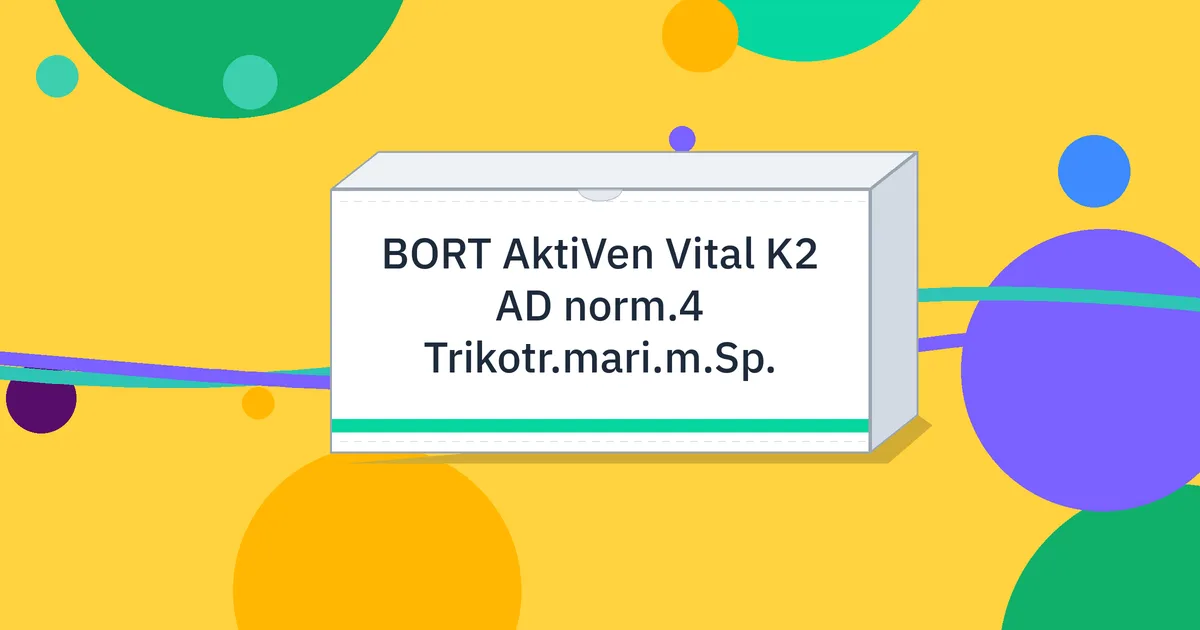 Symbolbild: Packung mit der Aufschrift BORT AktiVen Vital K2 AD norm.4 Trikotr.mari.m.Sp. (PZN 13727838) – Verfügbarkeit und Bezug in Apotheken in Frankfurt am Main
