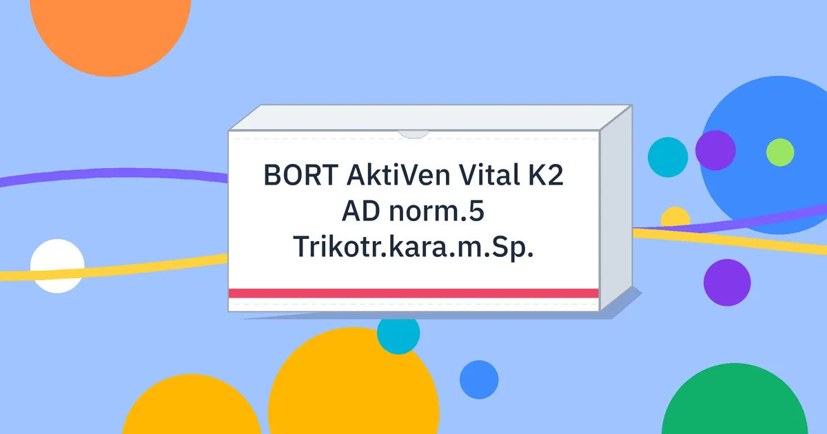 Symbolbild: Packung mit der Aufschrift BORT AktiVen Vital K2 AD norm.5 Trikotr.kara.m.Sp. (PZN 12549458) – Verfügbarkeit und Bezug in Apotheken in Frankfurt am Main