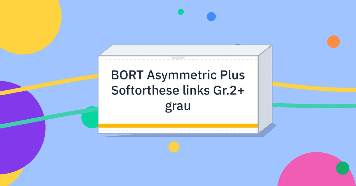 Symbolbild: Packung mit der Aufschrift BORT Asymmetric Plus Softorthese links Gr.2+ grau (PZN 20105439) – Verfügbarkeit und Bezug in Apotheken in Frankfurt am Main