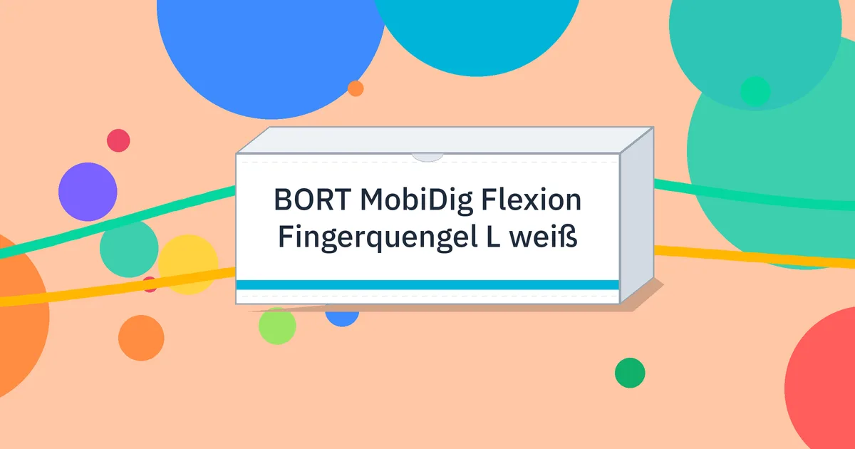 Symbolbild: Packung mit der Aufschrift BORT MobiDig Flexion Fingerquengel L weiß (PZN 03808240) – Verfügbarkeit und Bezug in Apotheken in Frankfurt am Main