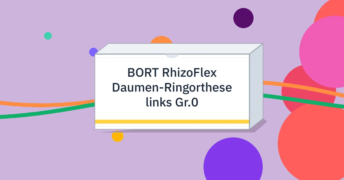 Symbolbild: Packung mit der Aufschrift BORT RhizoFlex Daumen-Ringorthese links Gr.0 (PZN 15255958) – Verfügbarkeit und Bezug in Apotheken in Frankfurt am Main
