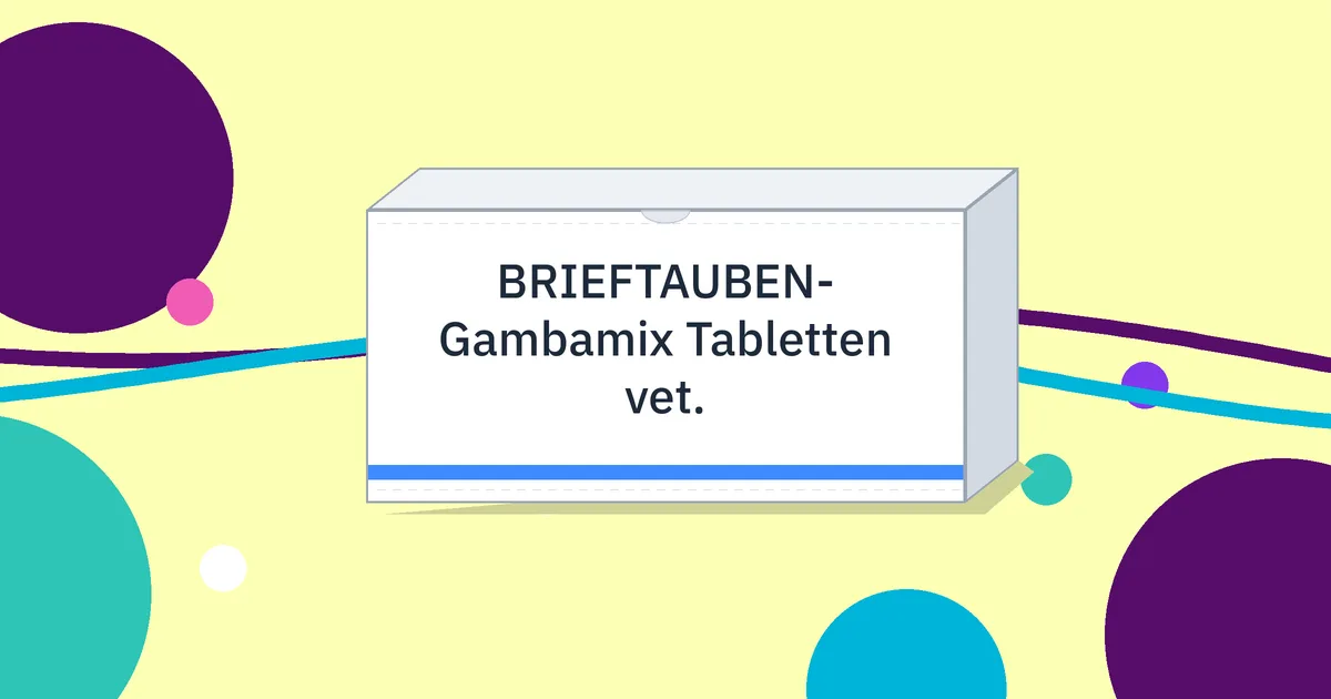 Symbolbild: Packung mit der Aufschrift BRIEFTAUBEN-Gambamix Tabletten vet. (PZN 15190845) – Verfügbarkeit und Bezug in Apotheken in Frankfurt am Main