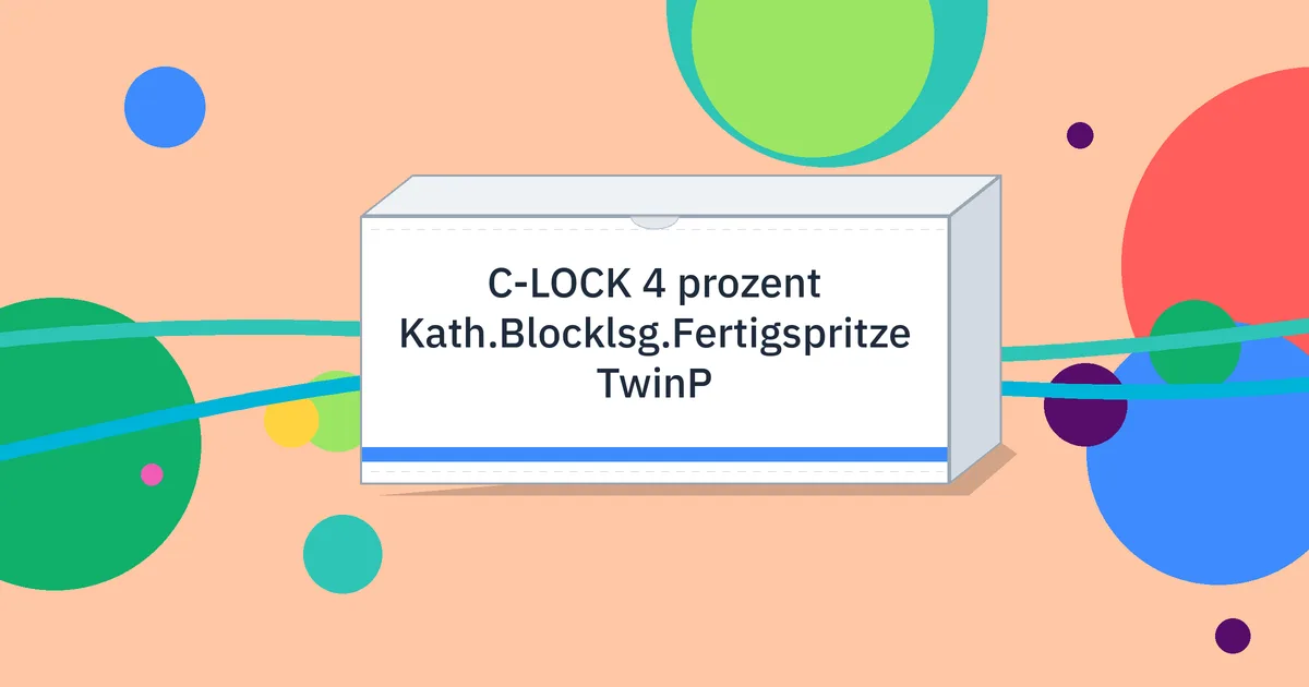 Symbolbild: Packung mit der Aufschrift C-LOCK 4 prozent Kath.Blocklsg.Fertigspritze TwinP (PZN 18489987) – Verfügbarkeit und Bezug in Apotheken in Frankfurt am Main