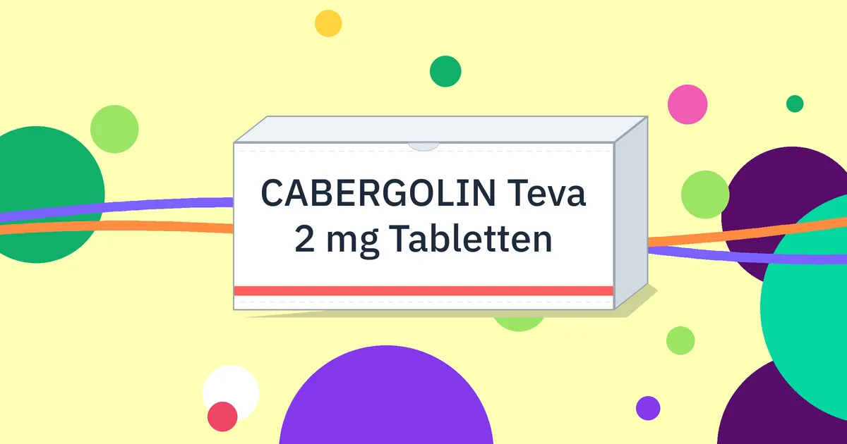 Symbolbild: Packung mit der Aufschrift CABERGOLIN Teva 2 mg Tabletten (PZN 12584182) – Verfügbarkeit und Bezug in Apotheken in Frankfurt am Main
