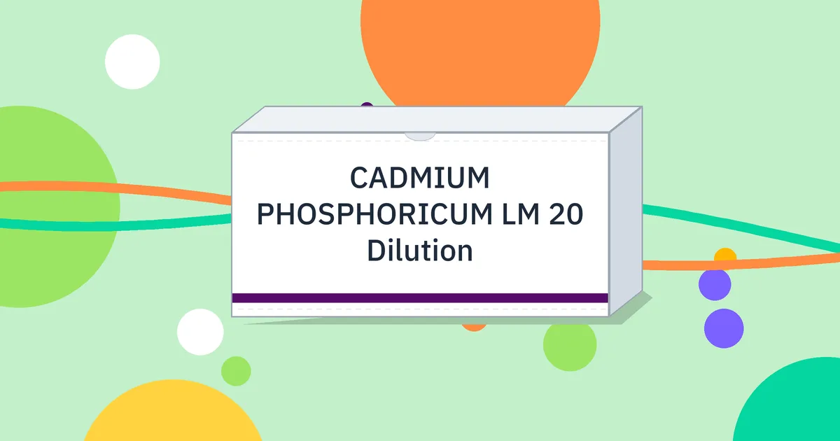 Symbolbild: Packung mit der Aufschrift CADMIUM PHOSPHORICUM LM 20 Dilution (PZN 13402220) – Verfügbarkeit und Bezug in Apotheken in Frankfurt am Main
