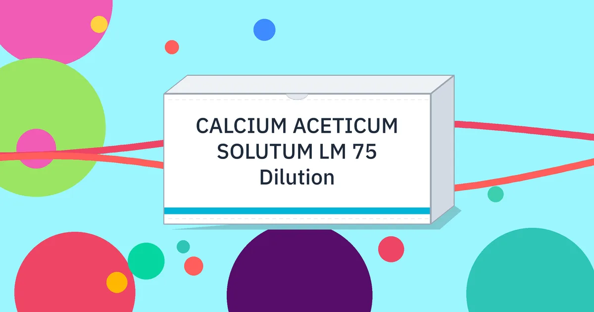 Symbolbild: Packung mit der Aufschrift CALCIUM ACETICUM SOLUTUM LM 75 Dilution (PZN 13406991) – Verfügbarkeit und Bezug in Apotheken in Frankfurt am Main