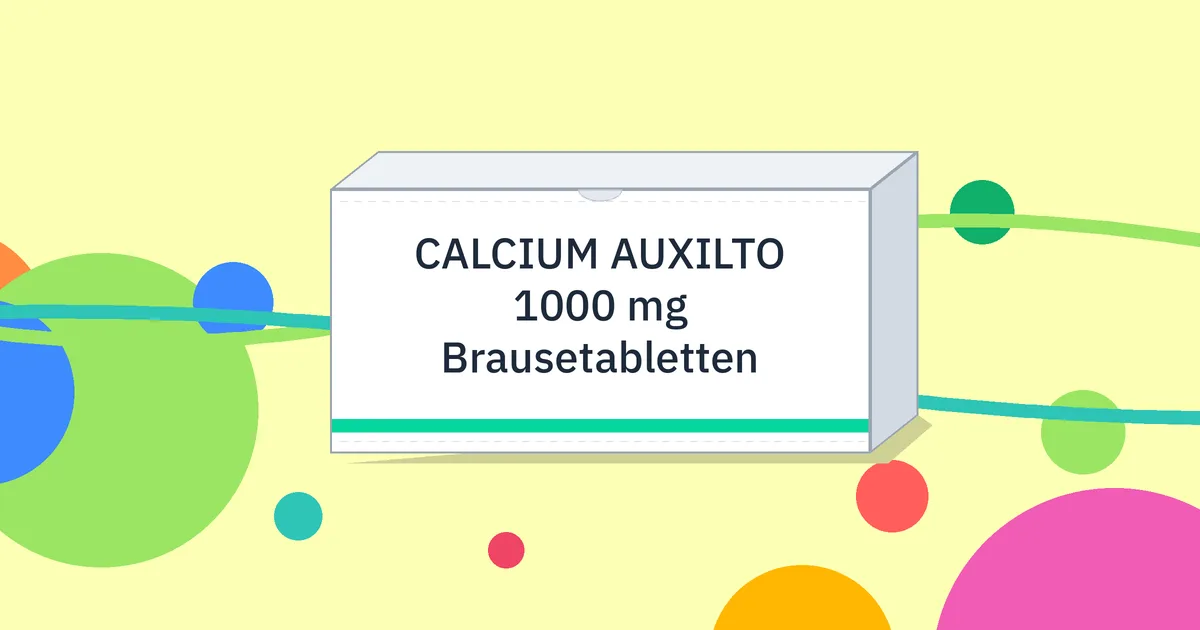 Symbolbild: Packung mit der Aufschrift CALCIUM AUXILTO 1000 mg Brausetabletten (PZN 15993047) – Verfügbarkeit und Bezug in Apotheken in Frankfurt am Main