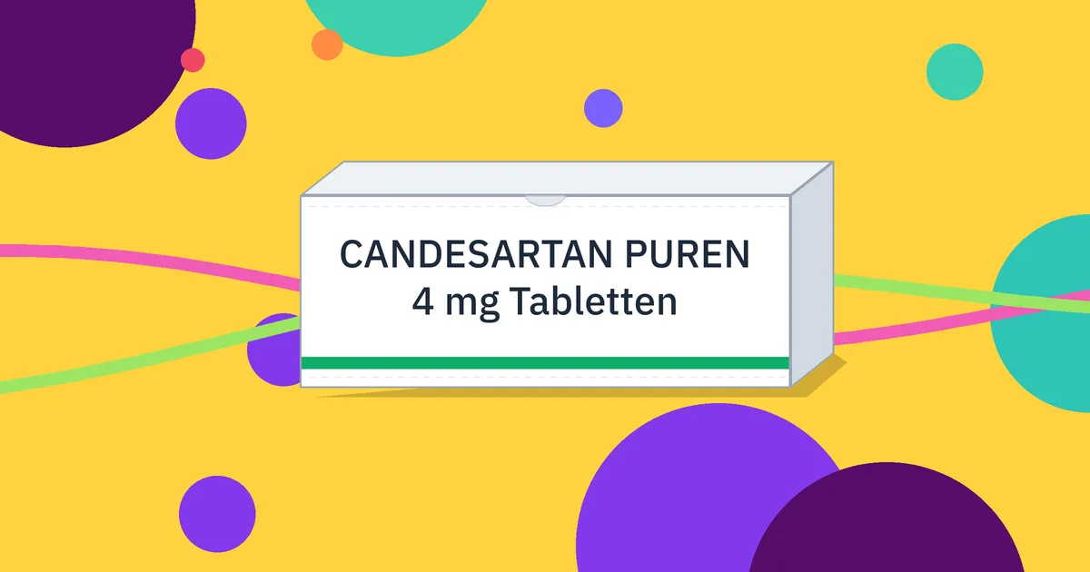 Symbolbild: Packung mit der Aufschrift CANDESARTAN PUREN 4 mg Tabletten (PZN 11353747) – Verfügbarkeit und Bezug in Apotheken in Frankfurt am Main