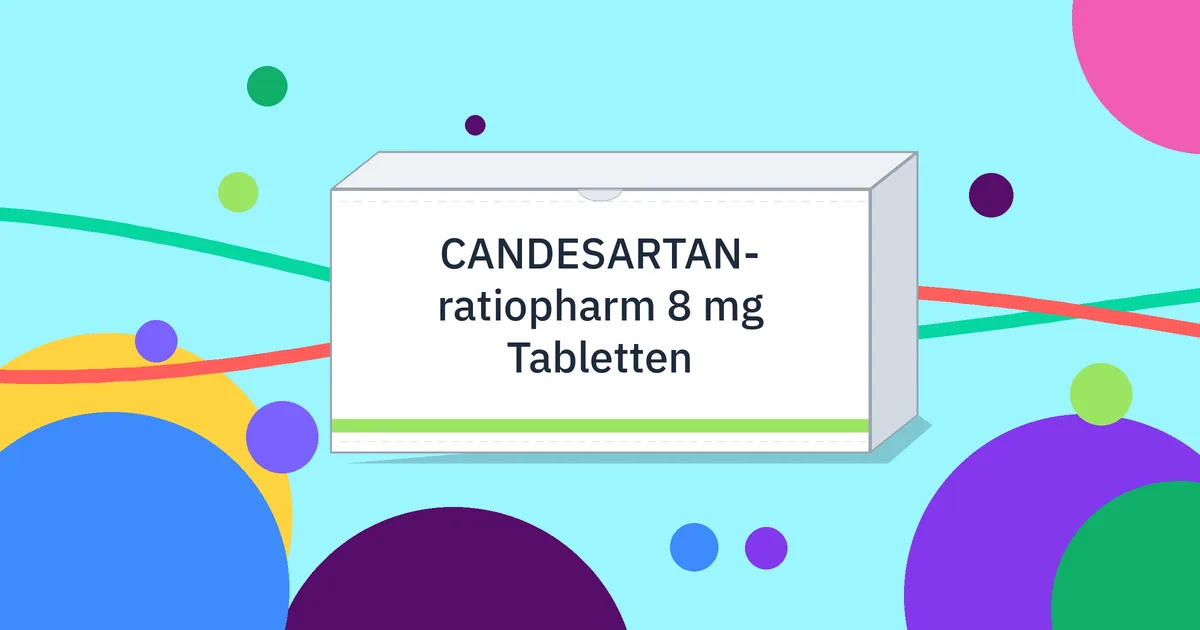 Symbolbild: Packung mit der Aufschrift CANDESARTAN-ratiopharm 8 mg Tabletten (PZN 08879730) – Verfügbarkeit und Bezug in Apotheken in Frankfurt am Main