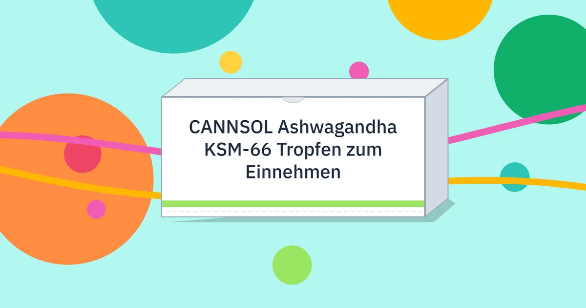 Symbolbild: Packung mit der Aufschrift CANNSOL Ashwagandha KSM-66 Tropfen zum Einnehmen (PZN 20293576) – Verfügbarkeit und Bezug in Apotheken in Frankfurt am Main