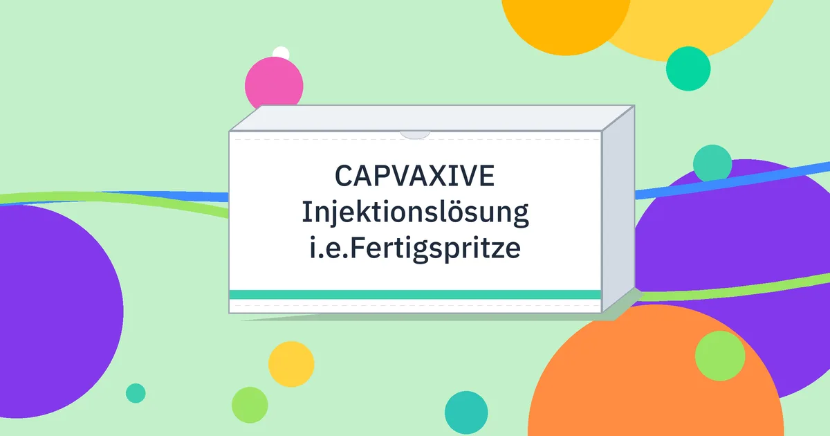 Symbolbild: Packung mit der Aufschrift CAPVAXIVE Injektionslösung i.e.Fertigspritze (PZN 19748043) – Verfügbarkeit und Bezug in Apotheken in Frankfurt am Main