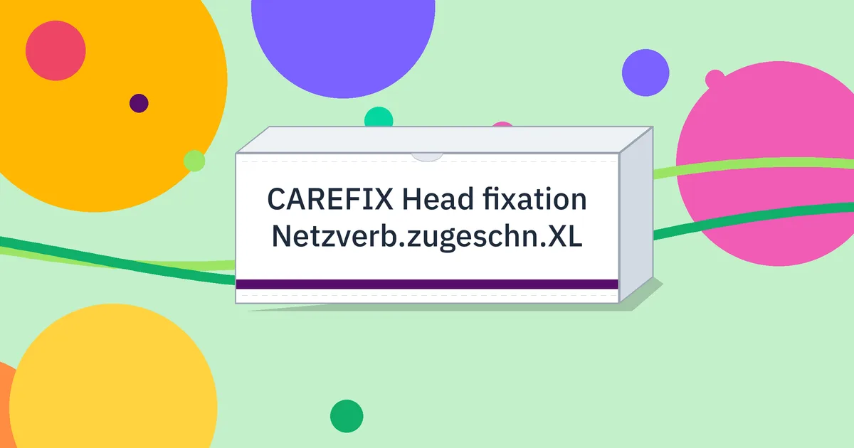 Symbolbild: Packung mit der Aufschrift CAREFIX Head fixation Netzverb.zugeschn.XL (PZN 11559911) – Verfügbarkeit und Bezug in Apotheken in Frankfurt am Main