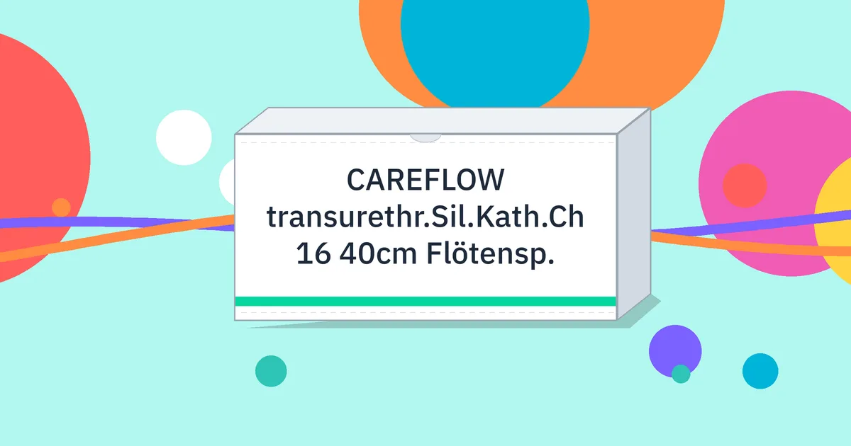 Symbolbild: Packung mit der Aufschrift CAREFLOW transurethr.Sil.Kath.Ch 16 40cm Flötensp. (PZN 17933776) – Verfügbarkeit und Bezug in Apotheken in Frankfurt am Main