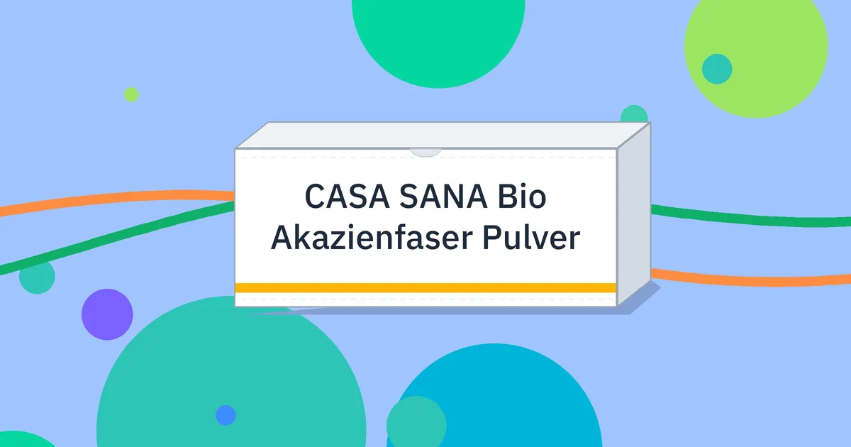 Symbolbild: Packung mit der Aufschrift CASA SANA Bio Akazienfaser Pulver (PZN 19955842) – Verfügbarkeit und Bezug in Apotheken in Frankfurt am Main