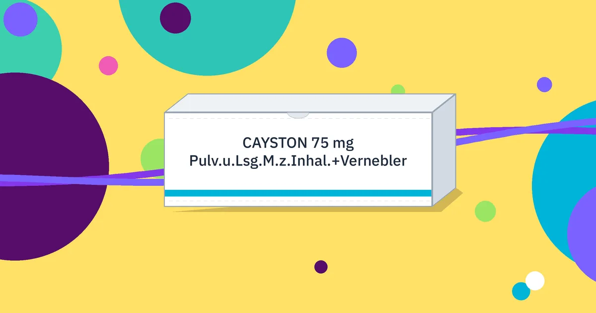 Symbolbild: Packung mit der Aufschrift CAYSTON 75 mg Pulv.u.Lsg.M.z.Inhal.+Vernebler (PZN 06454995) – Verfügbarkeit und Bezug in Apotheken in Frankfurt am Main