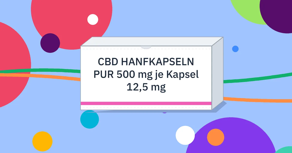 Symbolbild: Packung mit der Aufschrift CBD HANFKAPSELN PUR 500 mg je Kapsel 12,5 mg (PZN 15584320) – Verfügbarkeit und Bezug in Apotheken in Frankfurt am Main