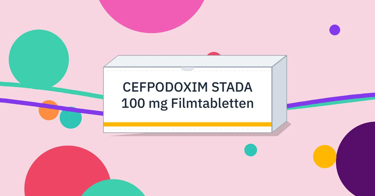 Symbolbild: Packung mit der Aufschrift CEFPODOXIM STADA 100 mg Filmtabletten (PZN 04366614) – Verfügbarkeit und Bezug in Apotheken in Frankfurt am Main