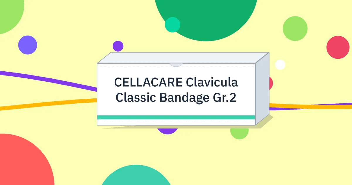 Symbolbild: Packung mit der Aufschrift CELLACARE Clavicula Classic Bandage Gr.2 (PZN 20549455) – Verfügbarkeit und Bezug in Apotheken in Frankfurt am Main
