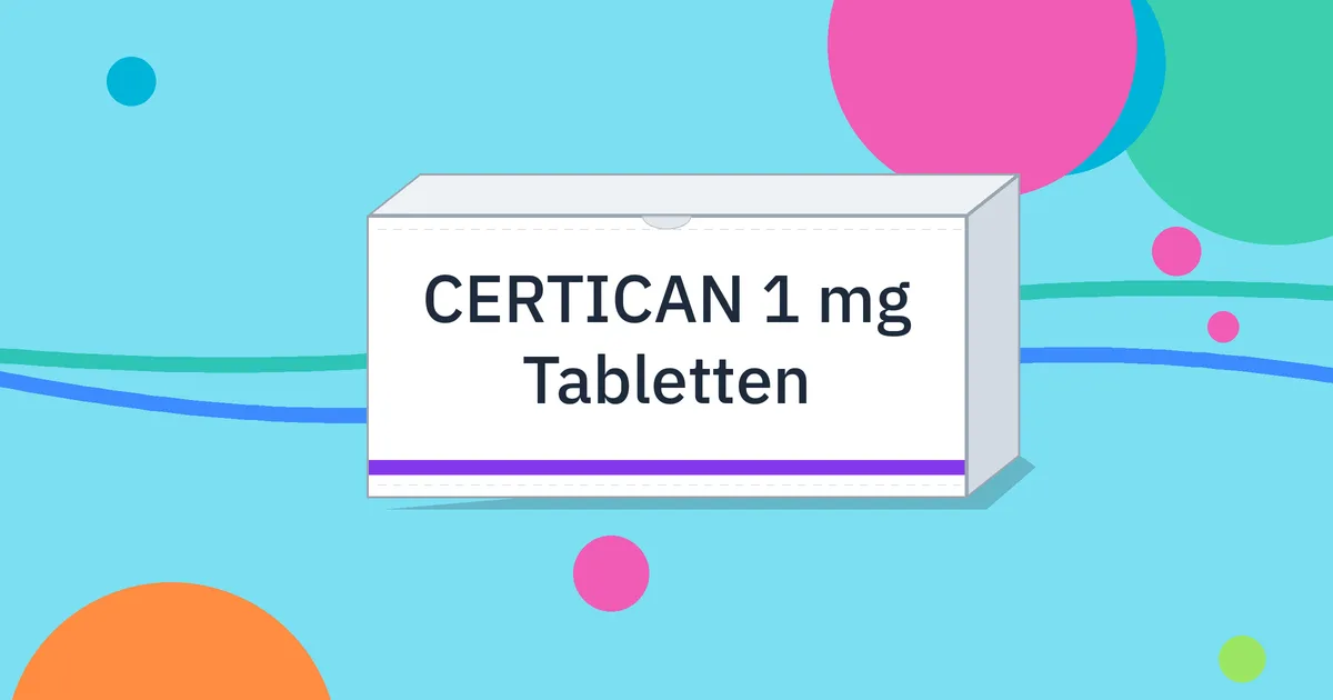 Symbolbild: Packung mit der Aufschrift CERTICAN 1 mg Tabletten (PZN 17447975) – Verfügbarkeit und Bezug in Apotheken in Frankfurt am Main