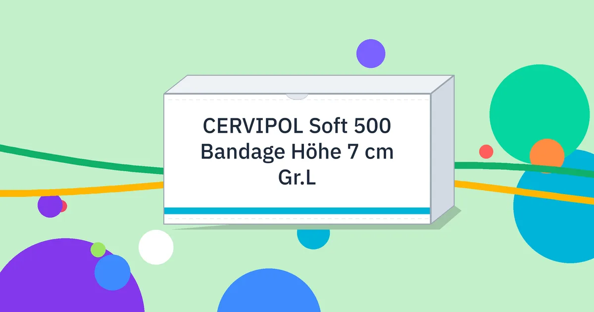 Symbolbild: Packung mit der Aufschrift CERVIPOL Soft 500 Bandage Höhe 7 cm Gr.L (PZN 09403863) – Verfügbarkeit und Bezug in Apotheken in Frankfurt am Main