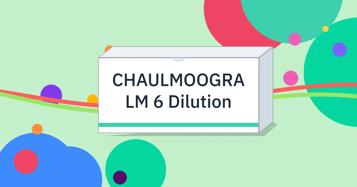 Symbolbild: Packung mit der Aufschrift CHAULMOOGRA LM 6 Dilution (PZN 13438904) – Verfügbarkeit und Bezug in Apotheken in Frankfurt am Main