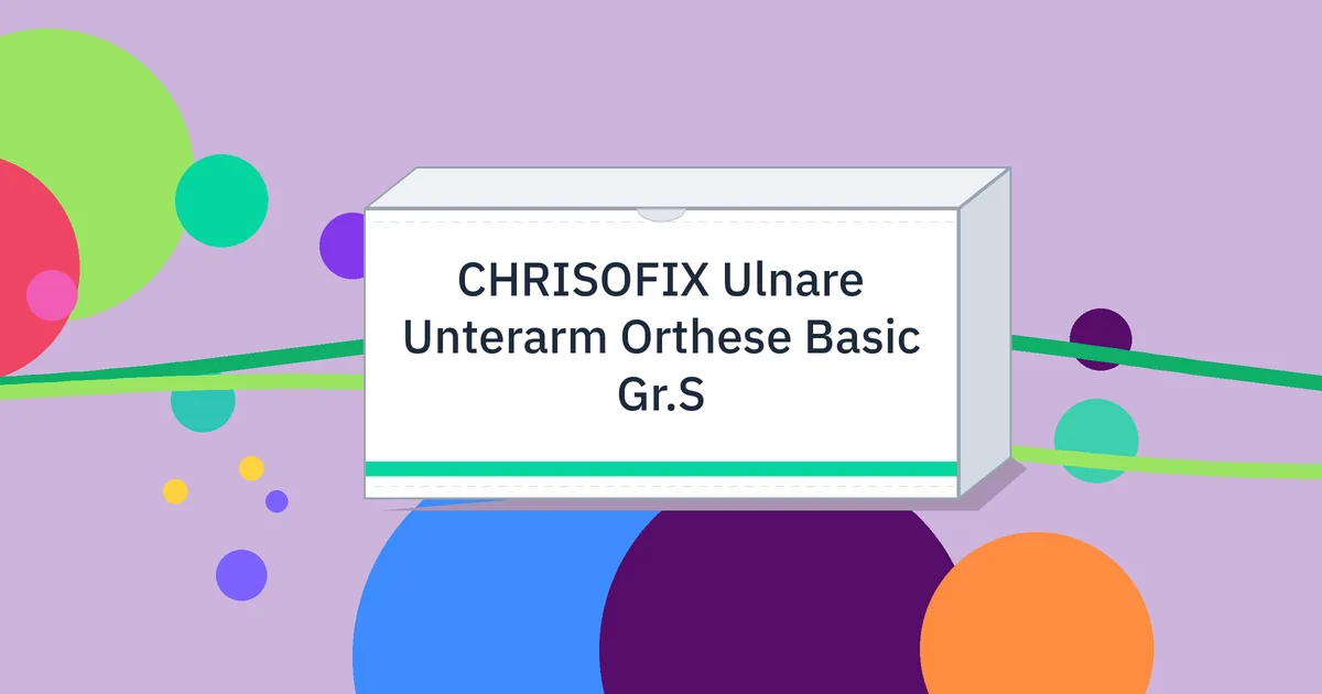 Symbolbild: Packung mit der Aufschrift CHRISOFIX Ulnare Unterarm Orthese Basic Gr.S (PZN 10343818) – Verfügbarkeit und Bezug in Apotheken in Frankfurt am Main