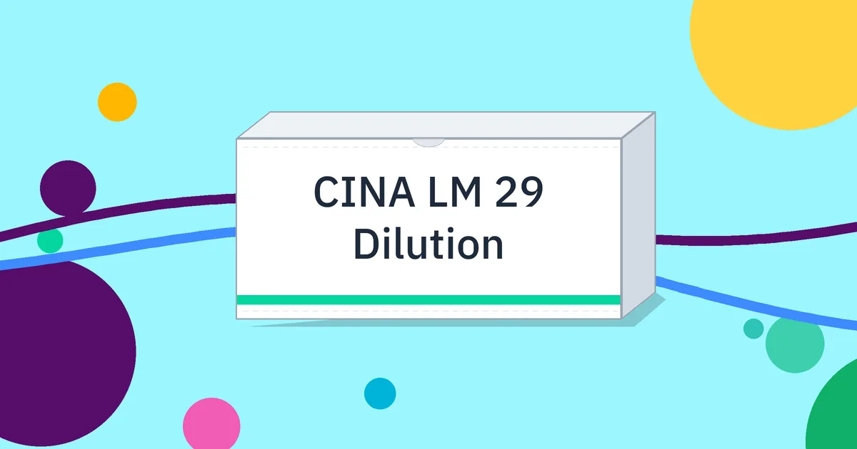 Symbolbild: Packung mit der Aufschrift CINA LM 29 Dilution (PZN 12819685) – Verfügbarkeit und Bezug in Apotheken in Frankfurt am Main