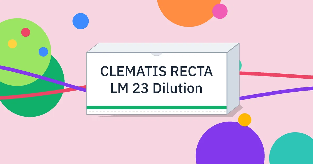 Symbolbild: Packung mit der Aufschrift CLEMATIS RECTA LM 23 Dilution (PZN 12822345) – Verfügbarkeit und Bezug in Apotheken in Frankfurt am Main