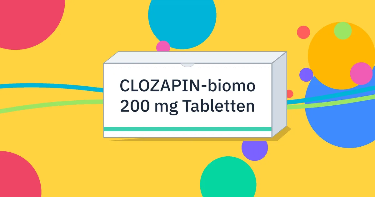 Symbolbild: Packung mit der Aufschrift CLOZAPIN-biomo 200 mg Tabletten (PZN 07043024) – Verfügbarkeit und Bezug in Apotheken in Frankfurt am Main