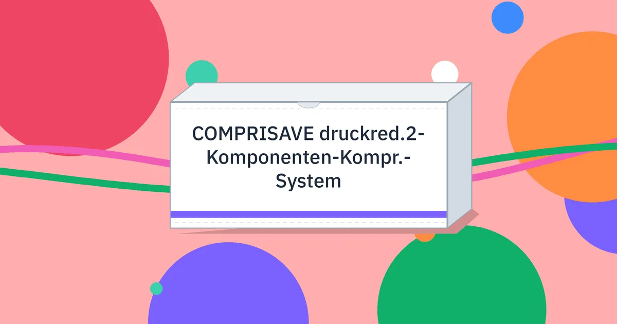 Symbolbild: Packung mit der Aufschrift COMPRISAVE druckred.2-Komponenten-Kompr.-System (PZN 17815976) – Verfügbarkeit und Bezug in Apotheken in Frankfurt am Main