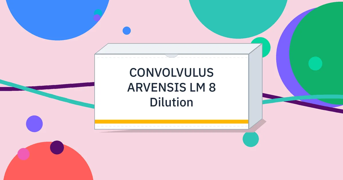 Symbolbild: Packung mit der Aufschrift CONVOLVULUS ARVENSIS LM 8 Dilution (PZN 13450093) – Verfügbarkeit und Bezug in Apotheken in Frankfurt am Main