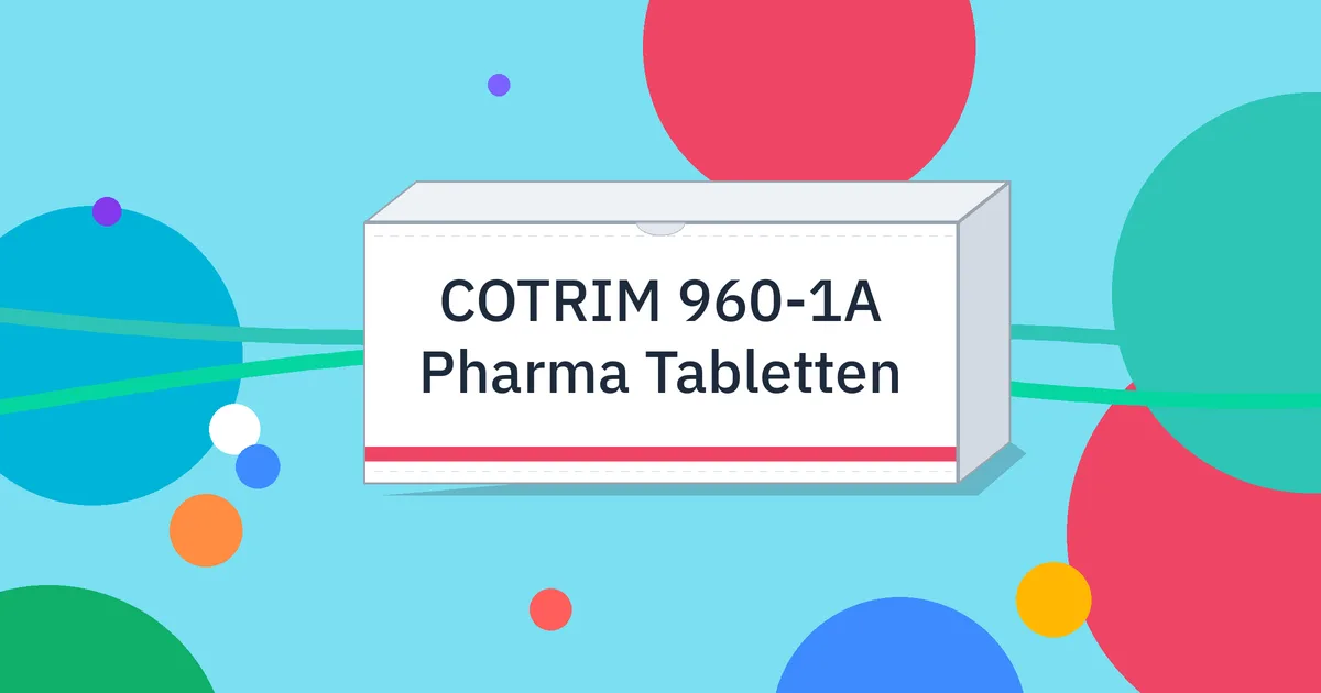 Symbolbild: Packung mit der Aufschrift COTRIM 960-1A Pharma Tabletten (PZN 03045285) – Verfügbarkeit und Bezug in Apotheken in Frankfurt am Main
