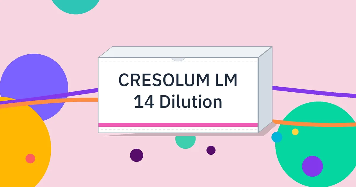 Symbolbild: Packung mit der Aufschrift CRESOLUM LM 14 Dilution (PZN 13456339) – Verfügbarkeit und Bezug in Apotheken in Frankfurt am Main