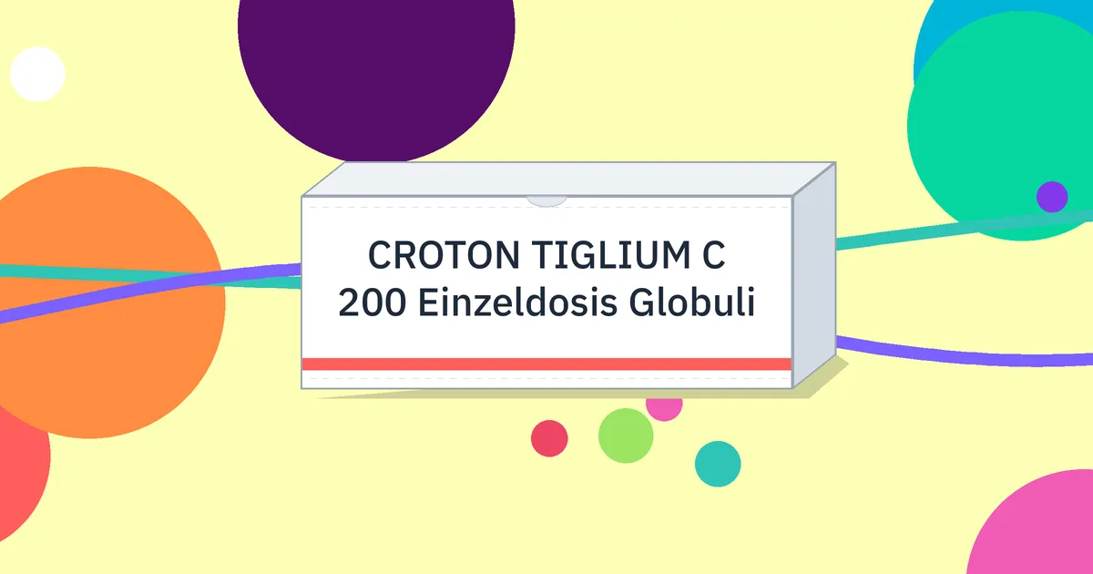 Symbolbild: Packung mit der Aufschrift CROTON TIGLIUM C 200 Einzeldosis Globuli (PZN 01543636) – Verfügbarkeit und Bezug in Apotheken in Frankfurt am Main