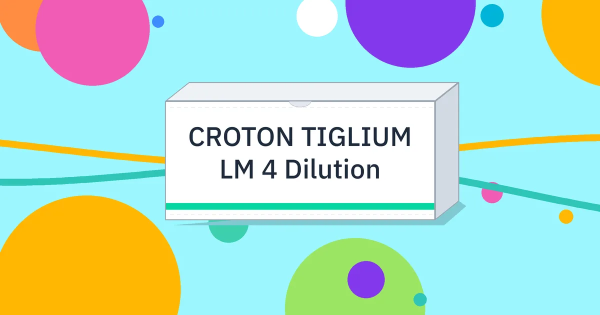 Symbolbild: Packung mit der Aufschrift CROTON TIGLIUM LM 4 Dilution (PZN 12836270) – Verfügbarkeit und Bezug in Apotheken in Frankfurt am Main