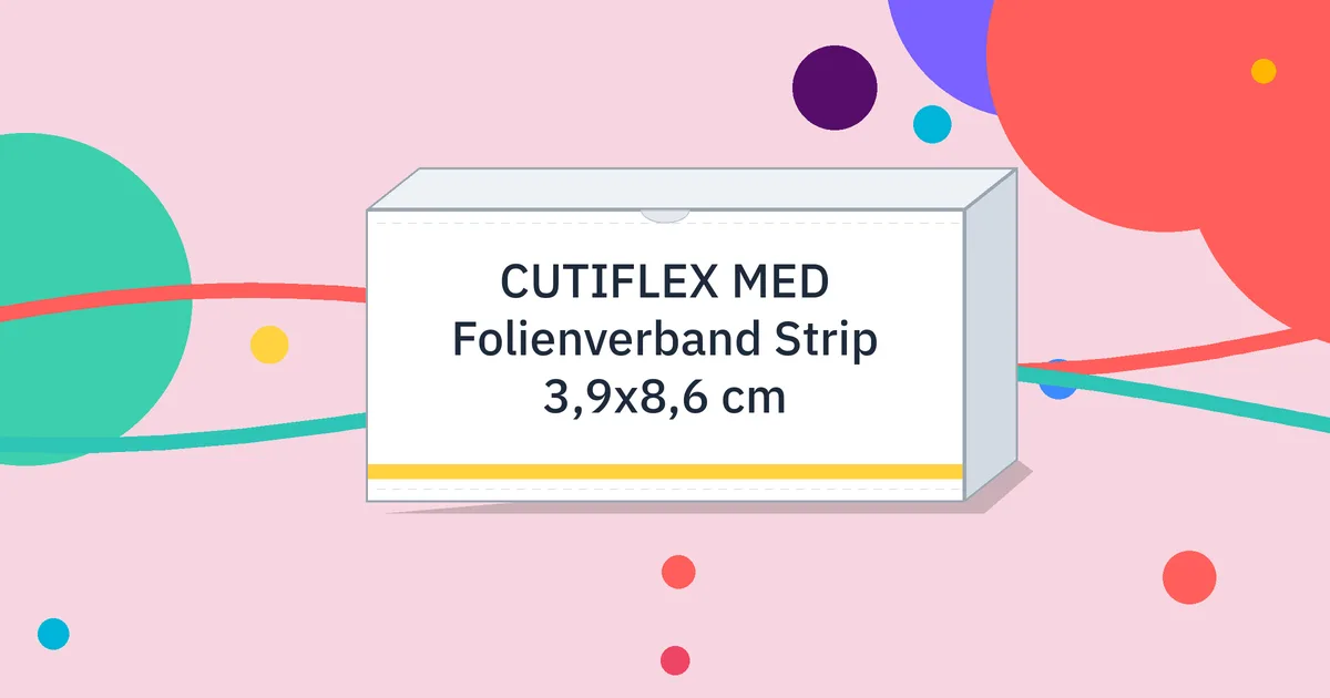 Symbolbild: Packung mit der Aufschrift CUTIFLEX MED Folienverband Strip 3,9x8,6 cm (PZN 17502705) – Verfügbarkeit und Bezug in Apotheken in Frankfurt am Main
