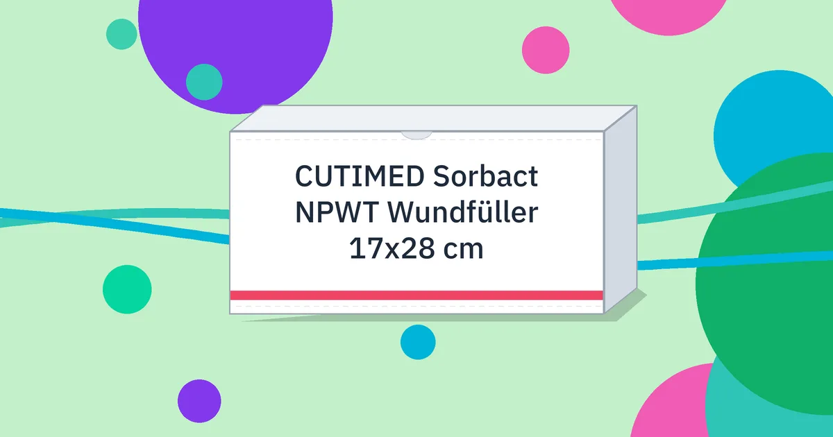 Symbolbild: Packung mit der Aufschrift CUTIMED Sorbact NPWT Wundfüller 17x28 cm (PZN 16027171) – Verfügbarkeit und Bezug in Apotheken in Frankfurt am Main