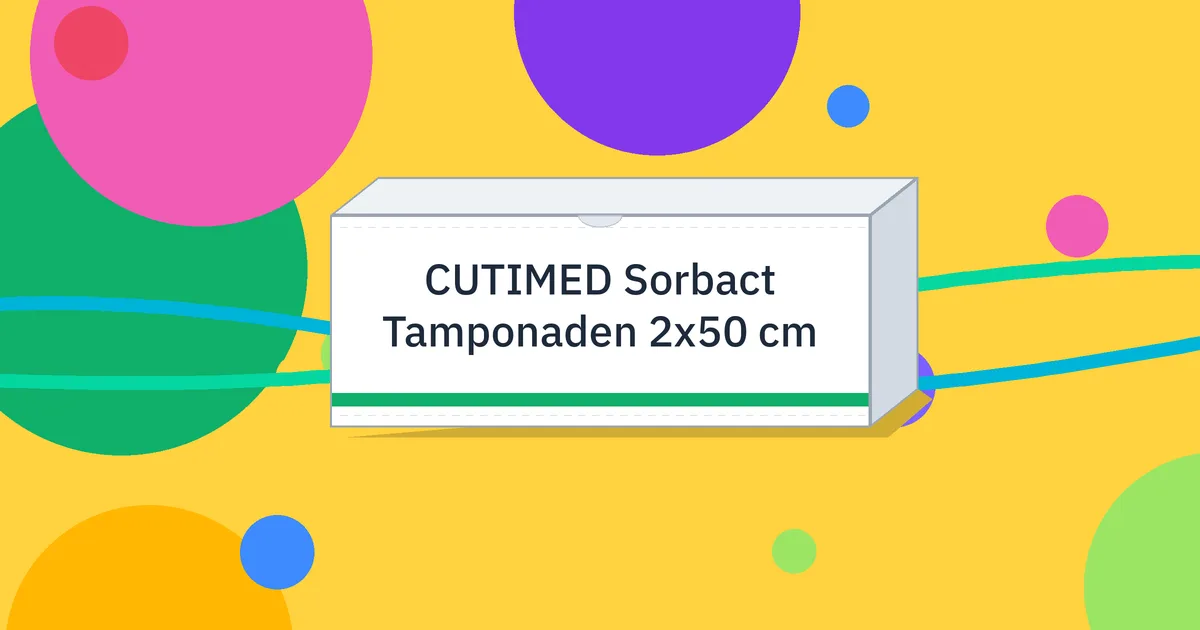 Symbolbild: Packung mit der Aufschrift CUTIMED Sorbact Tamponaden 2x50 cm (PZN 15657668) – Verfügbarkeit und Bezug in Apotheken in Frankfurt am Main