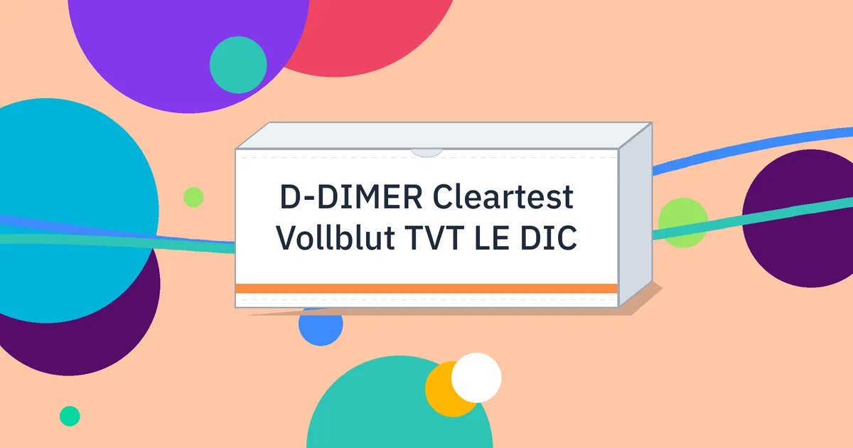 Symbolbild: Packung mit der Aufschrift D-DIMER Cleartest Vollblut TVT LE DIC (PZN 06690862) – Verfügbarkeit und Bezug in Apotheken in Frankfurt am Main