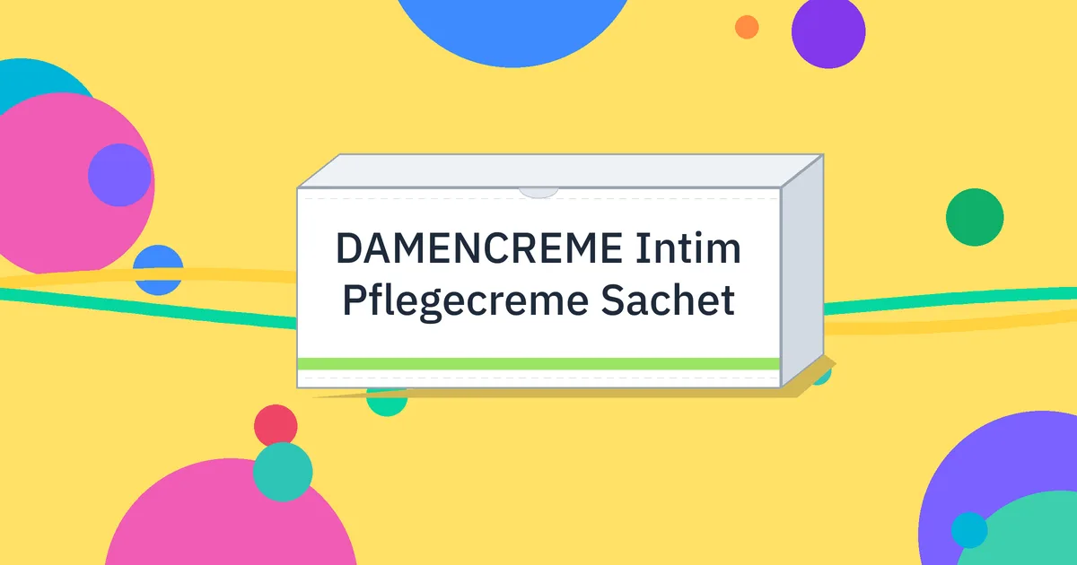 Symbolbild: Packung mit der Aufschrift DAMENCREME Intim Pflegecreme Sachet (PZN 16529406) – Verfügbarkeit und Bezug in Apotheken in Frankfurt am Main