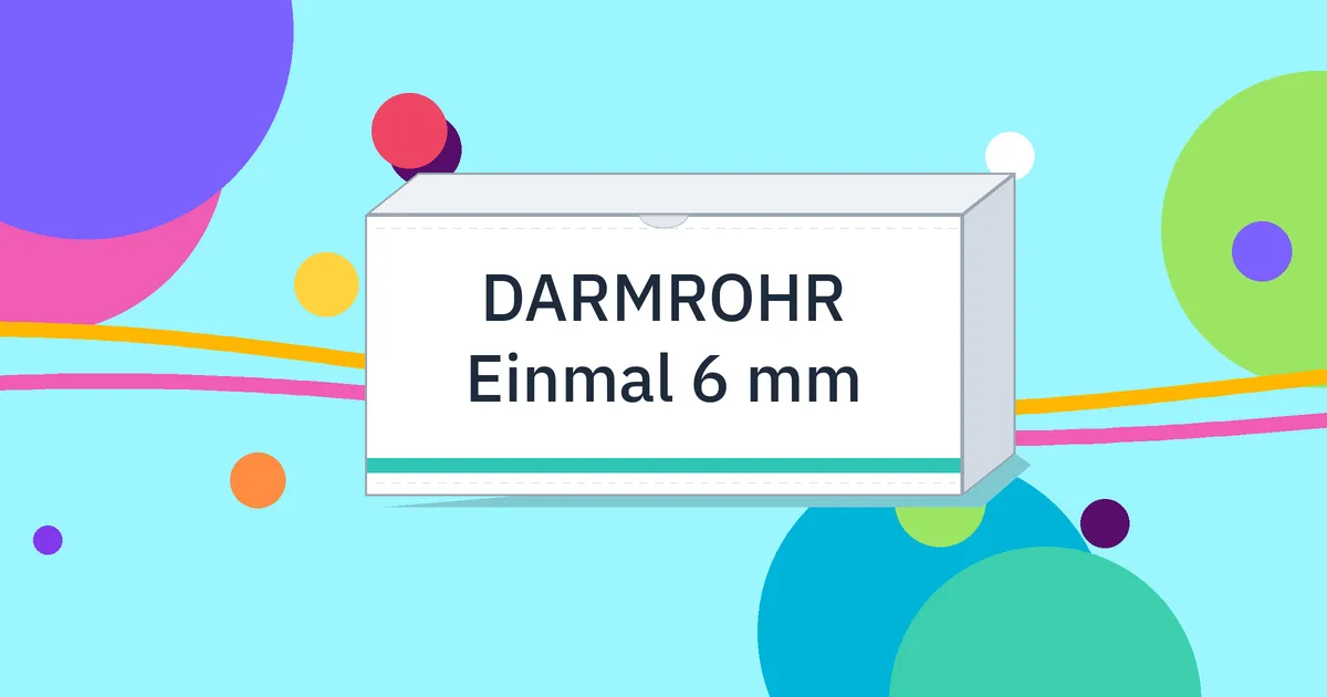 Symbolbild: Packung mit der Aufschrift DARMROHR Einmal 6 mm (PZN 01726236) – Verfügbarkeit und Bezug in Apotheken in Frankfurt am Main