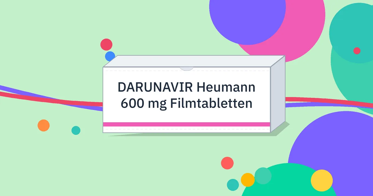 Symbolbild: Packung mit der Aufschrift DARUNAVIR Heumann 600 mg Filmtabletten (PZN 17383531) – Verfügbarkeit und Bezug in Apotheken in Frankfurt am Main