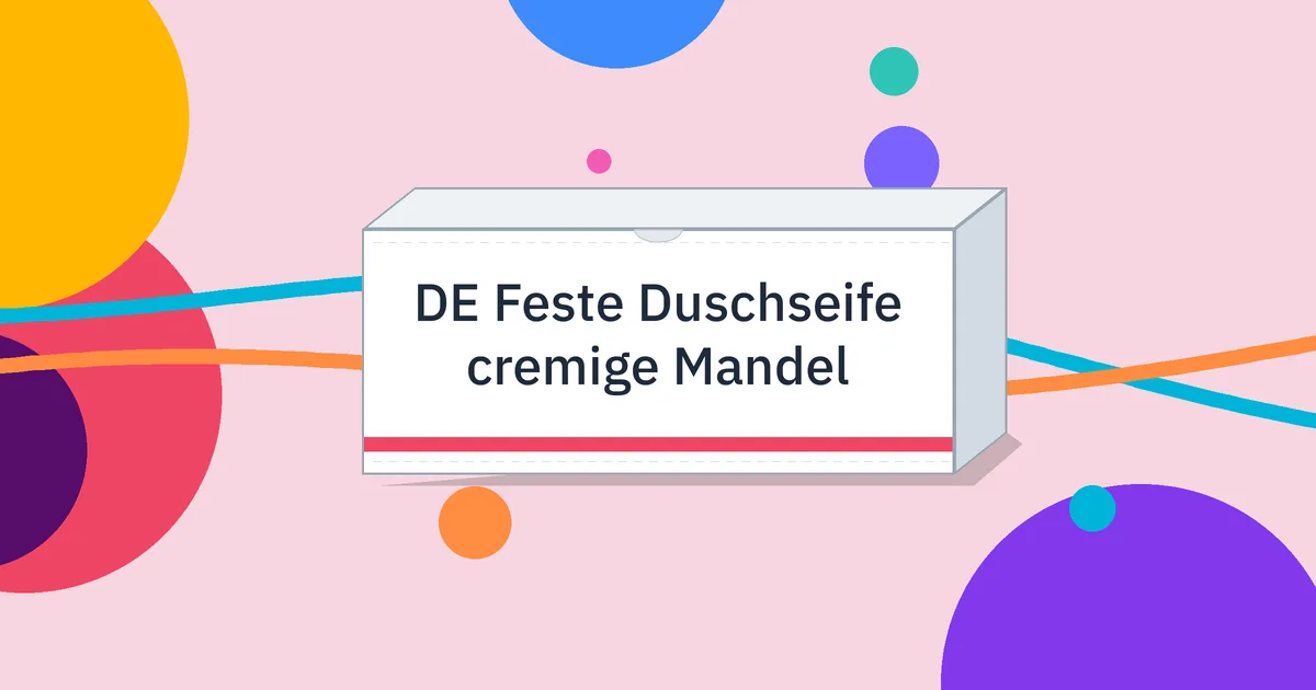 Symbolbild: Packung mit der Aufschrift DE Feste Duschseife cremige Mandel (PZN 17952710) – Verfügbarkeit und Bezug in Apotheken in Frankfurt am Main