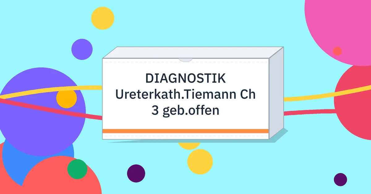 Symbolbild: Packung mit der Aufschrift DIAGNOSTIK Ureterkath.Tiemann Ch 3 geb.offen (PZN 02405014) – Verfügbarkeit und Bezug in Apotheken in Frankfurt am Main