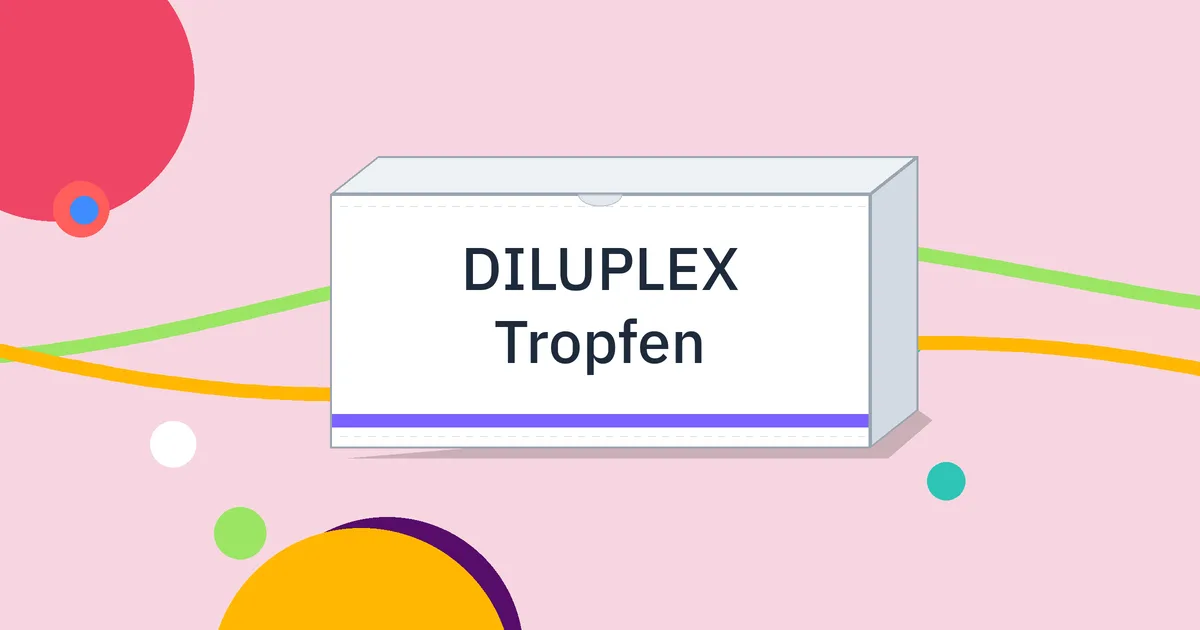 Symbolbild: Packung mit der Aufschrift DILUPLEX Tropfen (PZN 00577610) – Verfügbarkeit und Bezug in Apotheken in Frankfurt am Main