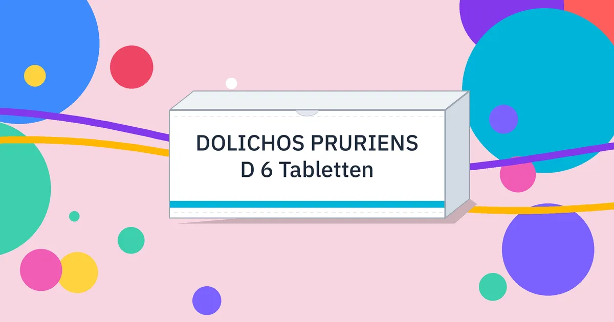 Symbolbild: Packung mit der Aufschrift DOLICHOS PRURIENS D 6 Tabletten (PZN 02629794) – Verfügbarkeit und Bezug in Apotheken in Frankfurt am Main
