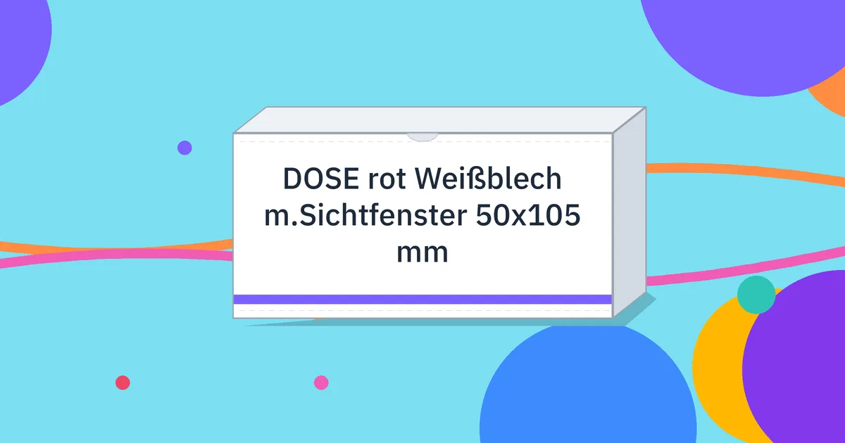Symbolbild: Packung mit der Aufschrift DOSE rot Weißblech m.Sichtfenster 50x105 mm (PZN 11037839) – Verfügbarkeit und Bezug in Apotheken in Frankfurt am Main