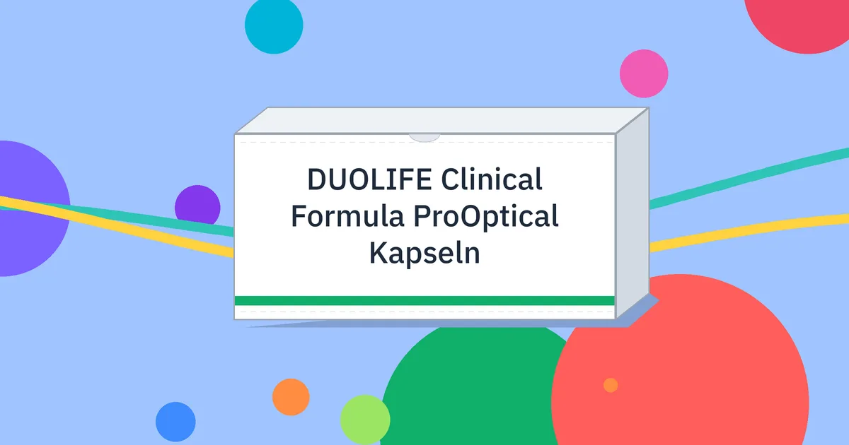 Symbolbild: Packung mit der Aufschrift DUOLIFE Clinical Formula ProOptical Kapseln (PZN 16683308) – Verfügbarkeit und Bezug in Apotheken in Frankfurt am Main