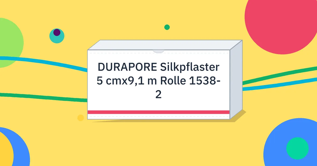 Symbolbild: Packung mit der Aufschrift DURAPORE Silkpflaster 5 cmx9,1 m Rolle 1538-2 (PZN 02523280) – Verfügbarkeit und Bezug in Apotheken in Frankfurt am Main