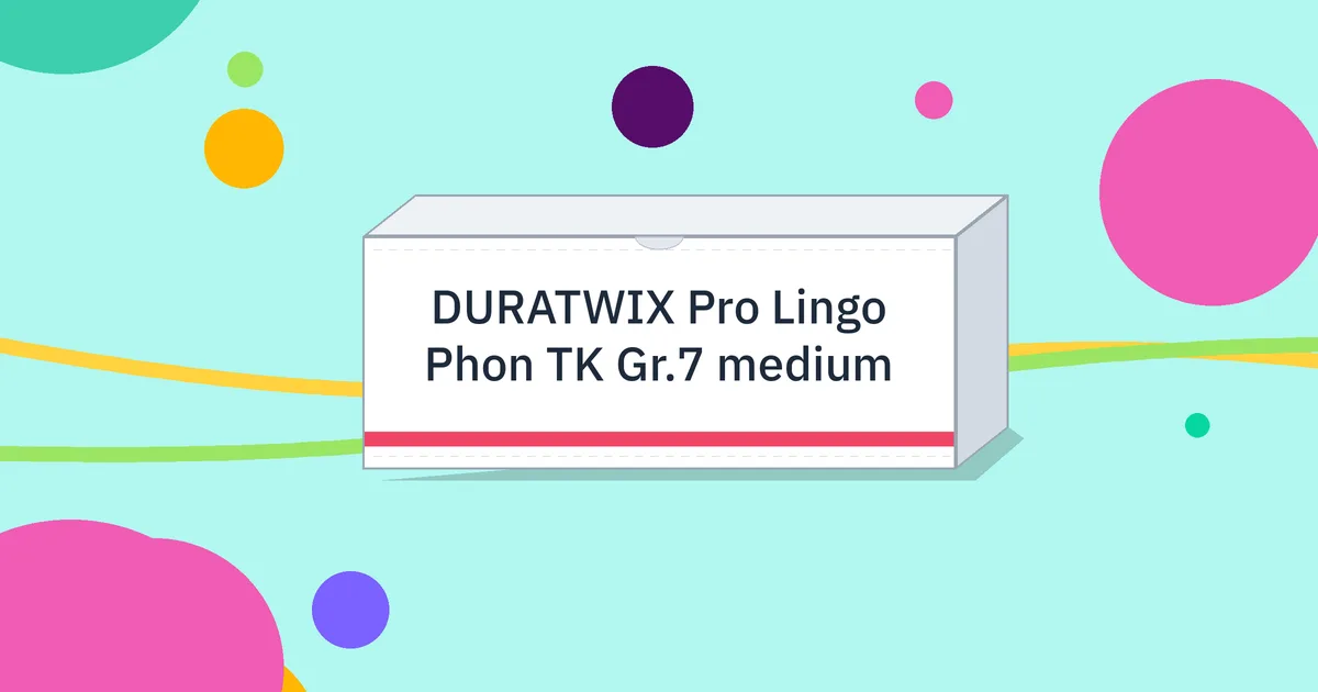 Symbolbild: Packung mit der Aufschrift DURATWIX Pro Lingo Phon TK Gr.7 medium (PZN 19346161) – Verfügbarkeit und Bezug in Apotheken in Frankfurt am Main